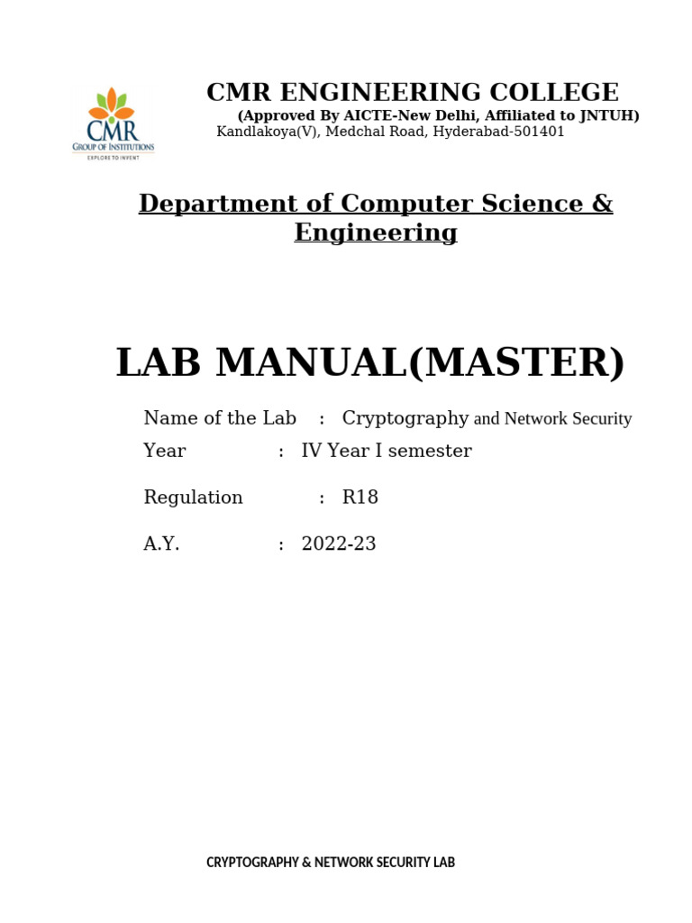 CNS Master lab Manual (1) | PDF | Cryptography | Cipher