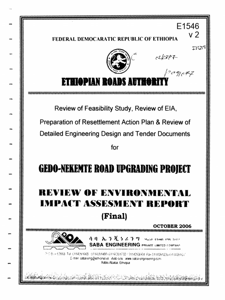 Federal Road Ahutority EIA | PDF | Road | Environmental Impact Assessment