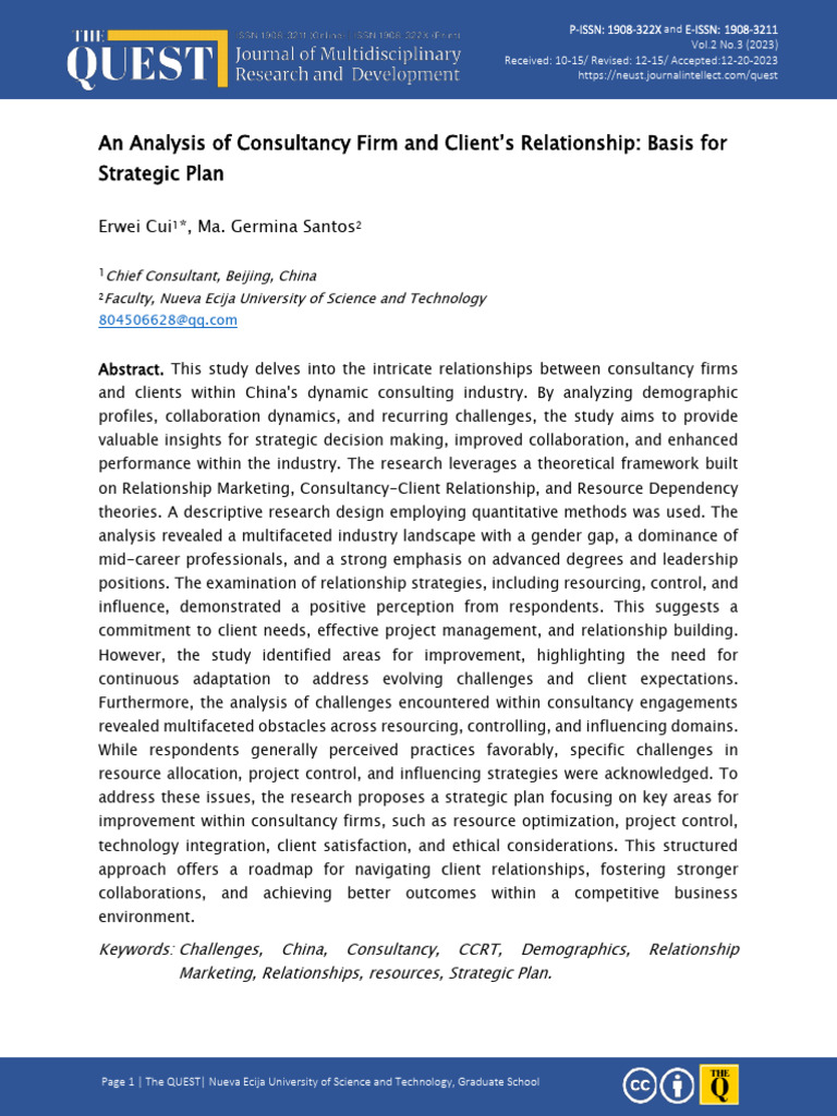 Analysis of Consultancy Firm and Clients Relation | PDF | Consultant ...