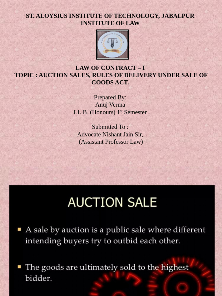 Auction Sales & Delivery Rules in Law | PDF