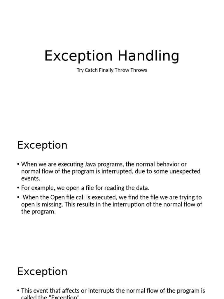 Java Exception Handling Basics | PDF | Class (Computer Programming ...