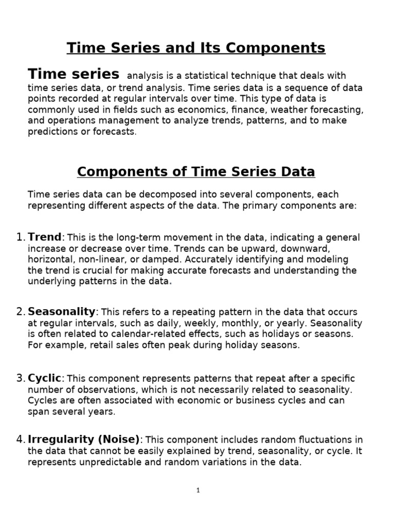 Components of Time Series Analysis | PDF | Seasonality | Time Series