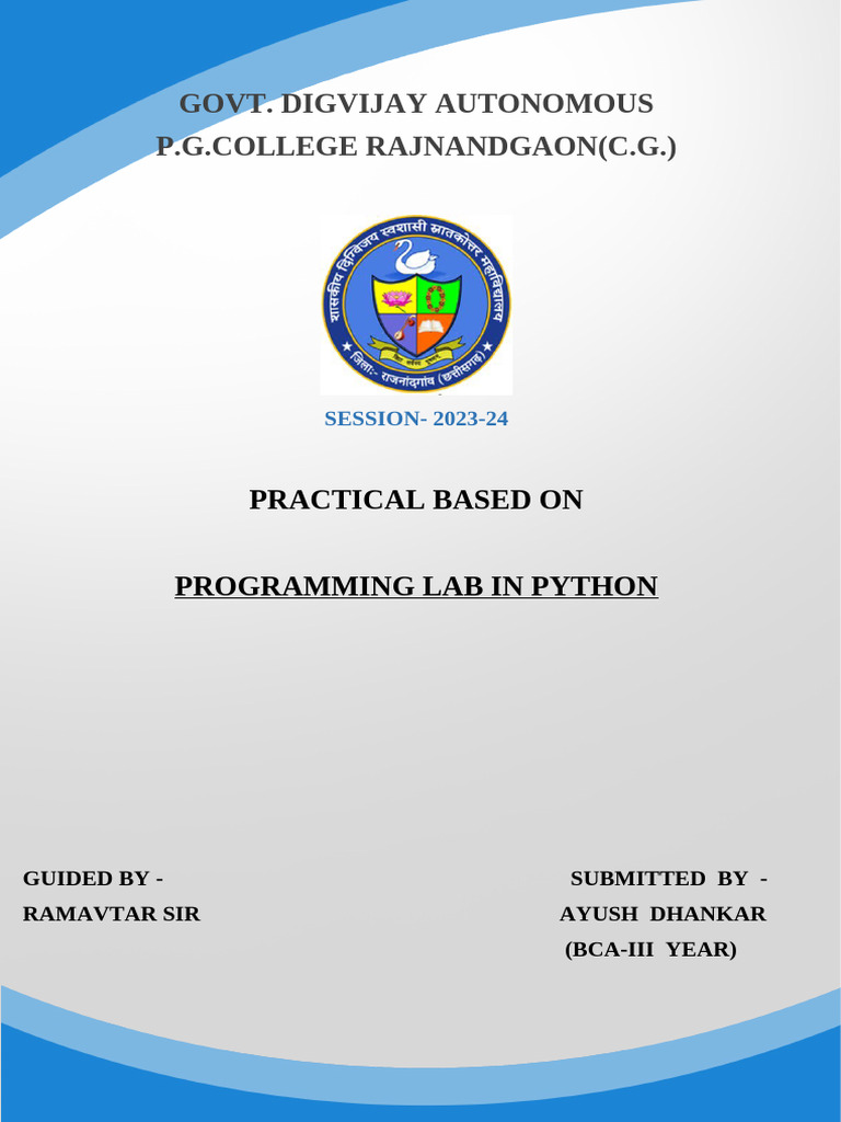 Python Programming Lab Practical 2023-24 | PDF