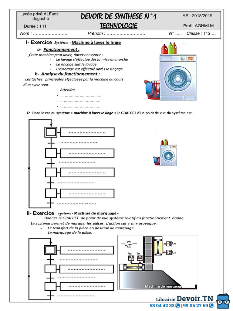 Devoir de Synthèse N°1 2018 2019 (MR Laghmi Mahdi) | PDF