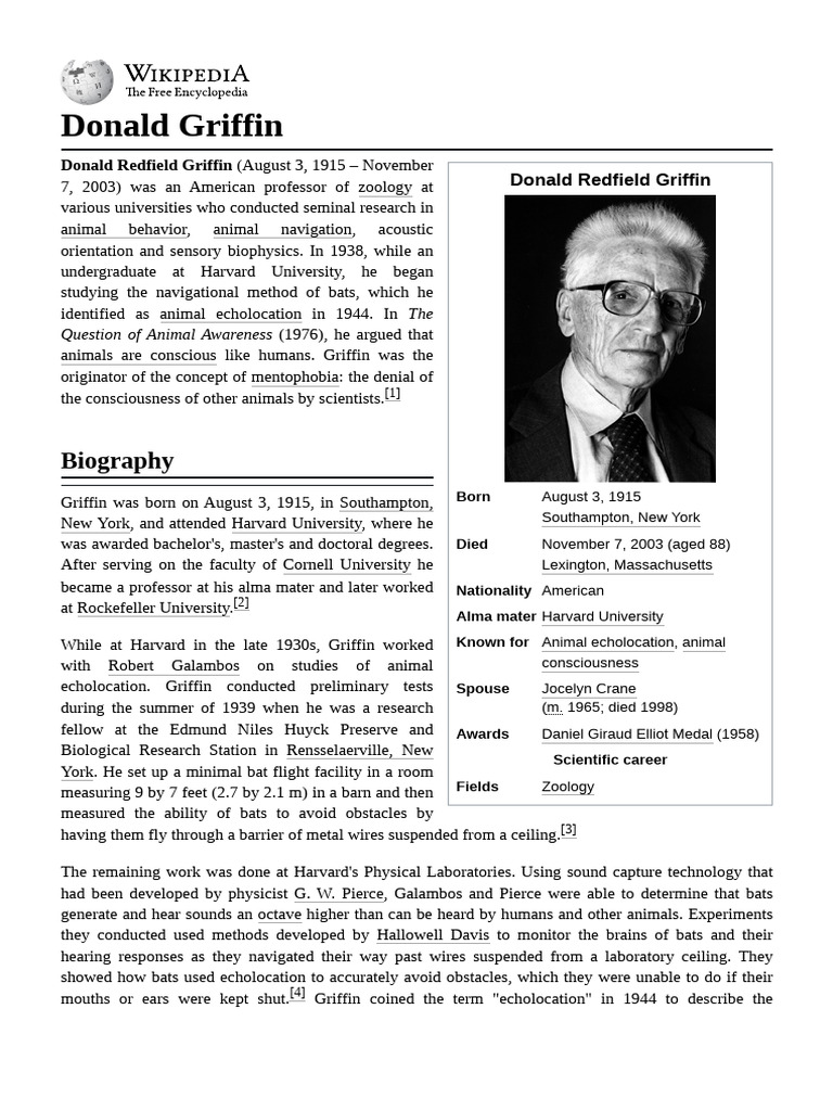 Donald_Griffin | PDF | Cognitive Science | Neuroscience