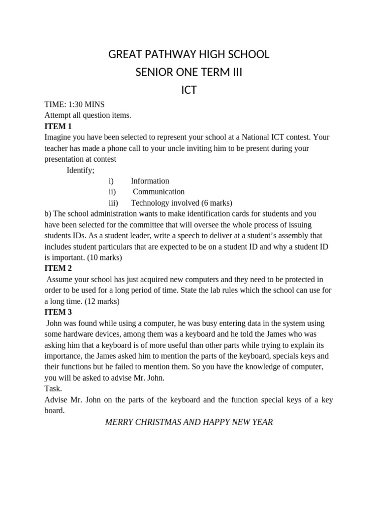 ICT Contest Preparation and Student ID Guide | PDF