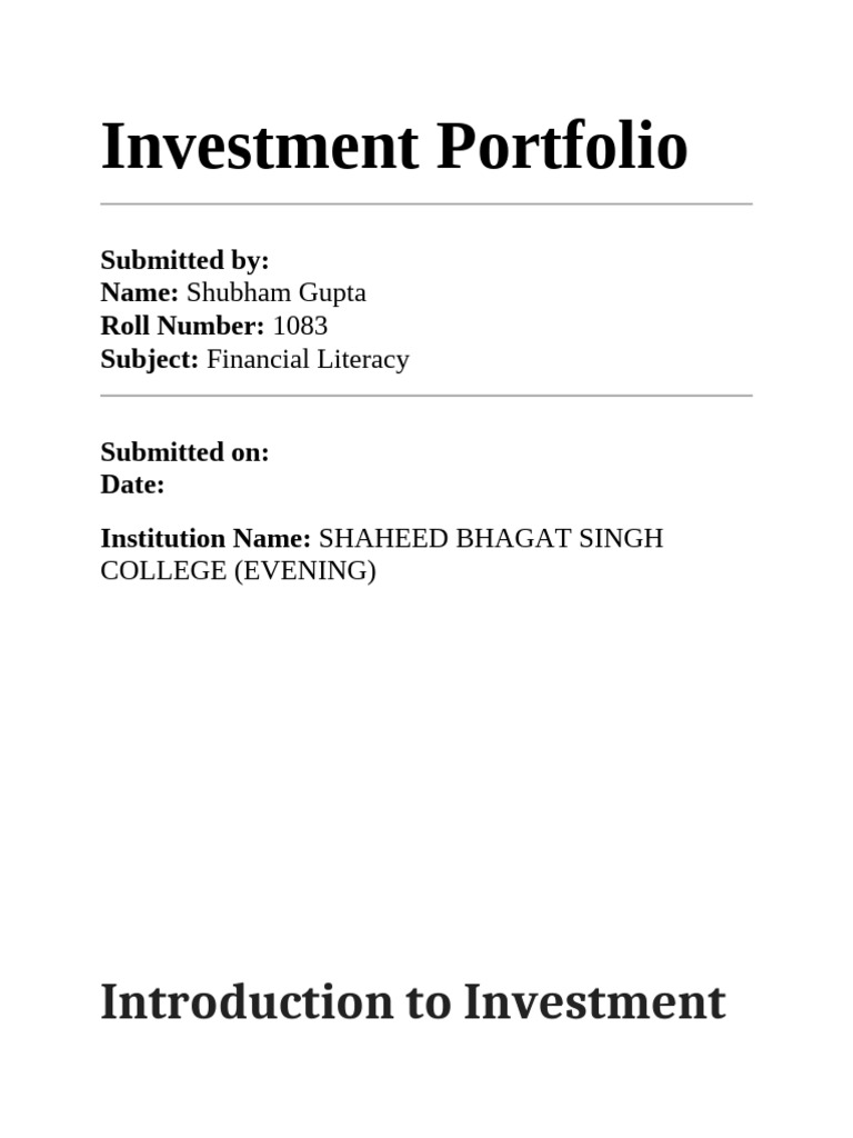 Financial Literacy Project 2 Shubham | PDF | Capital Gains Tax | Investing