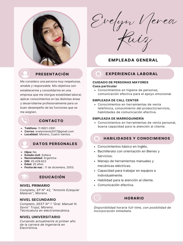 CV Nerea Evelyn Ruiz - 20240624 - 130438 - 0000 | PDF | Centro de llamadas