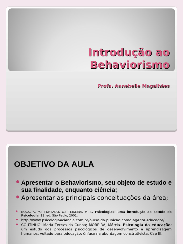 02_ Aula_ Behaviorismo_2024 | PDF | Behaviorismo | Psicologia