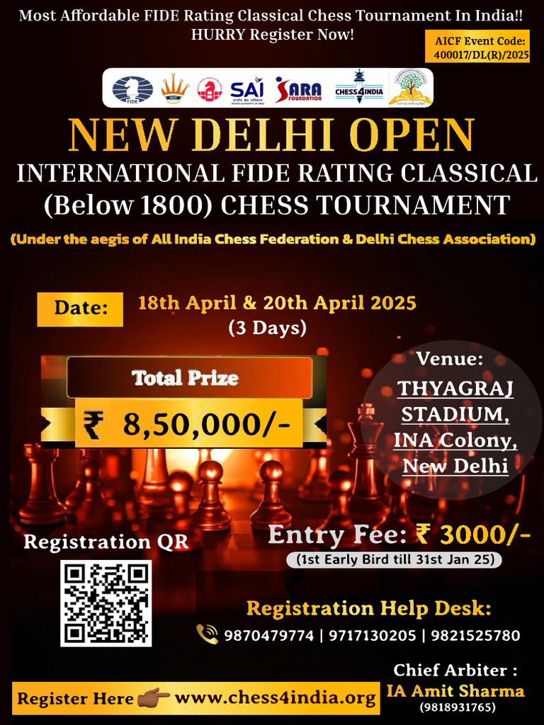 Brochure New Delhi Open International Fide Rated Classical Below 1800 ...