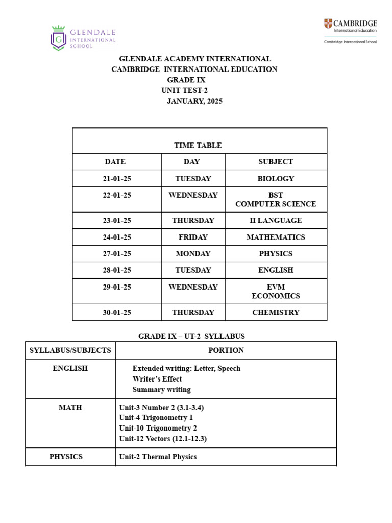 UT Schedule | PDF | Physics