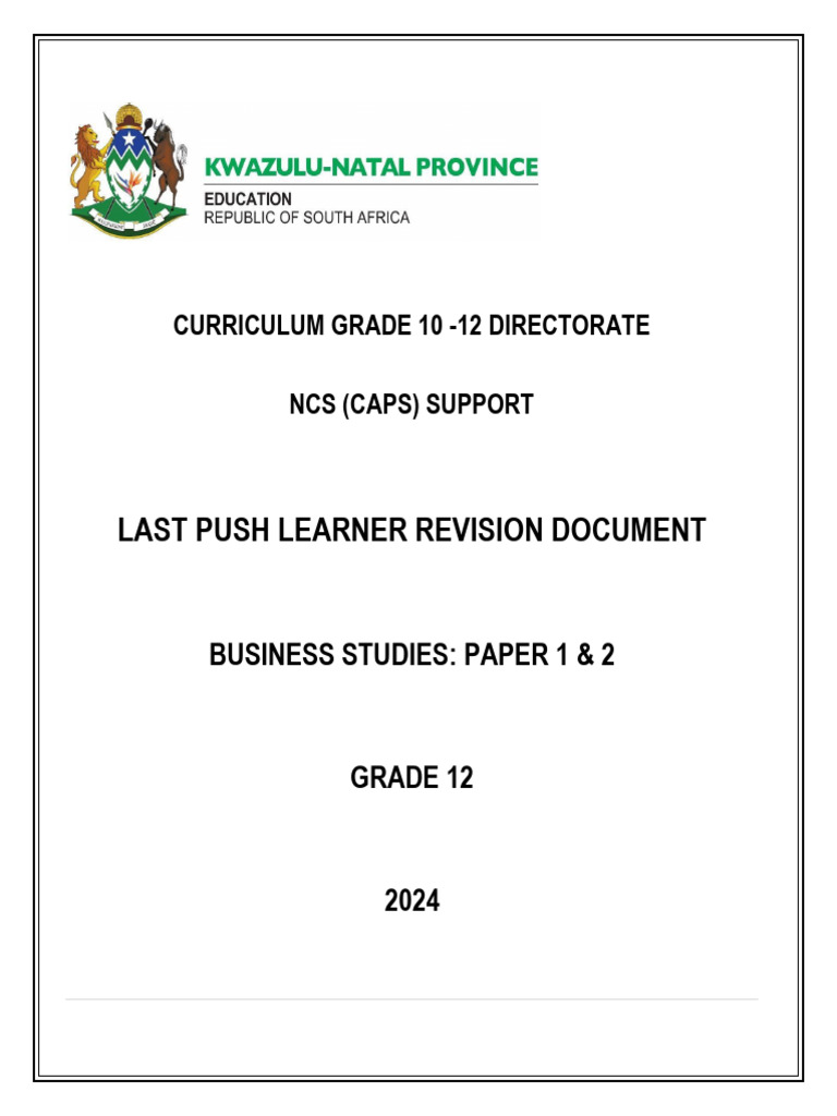 Grade 12 Business Studies Revision 2024 | PDF | Employment | Recruitment