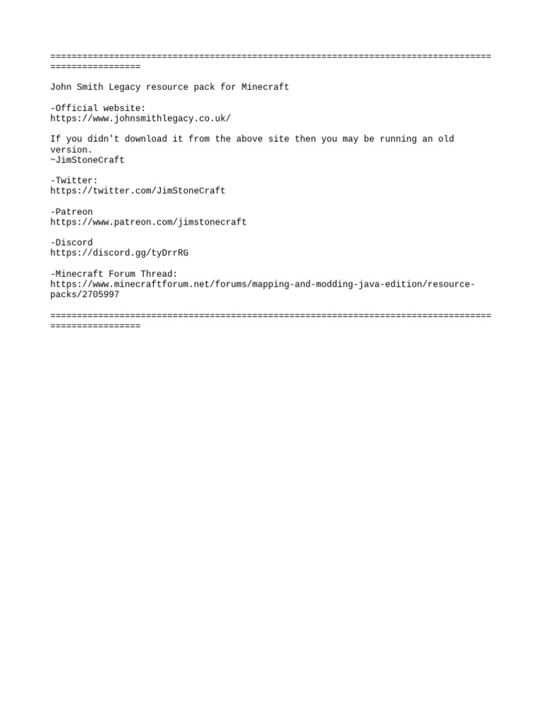 John Smith Legacy Minecraft Resource Pack | PDF