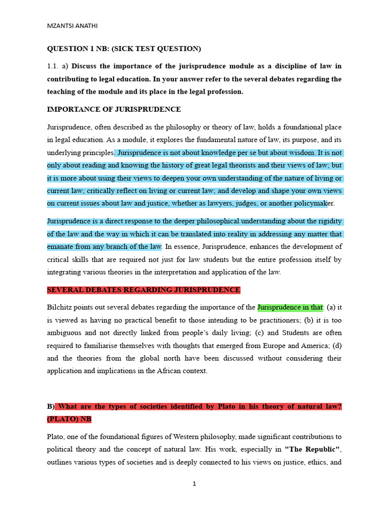 Jurisprudence Exam Self-Test Notes Answers 2024 Mzantsi | PDF ...