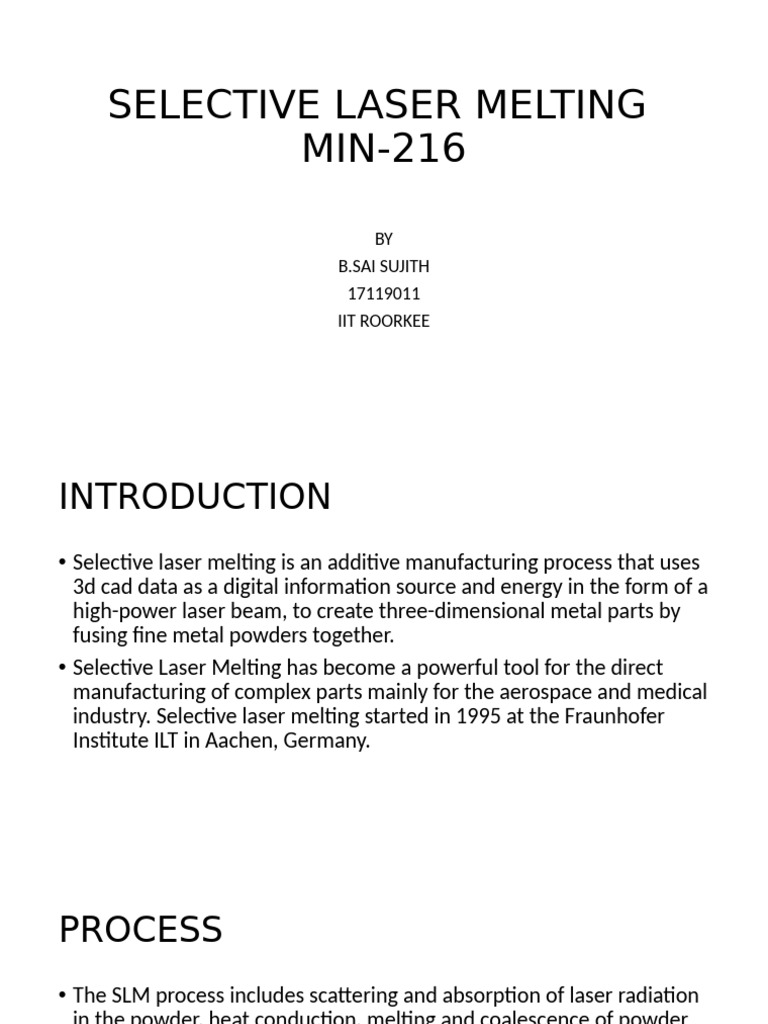 Selective Laser Melting | PDF | Physical Sciences | Materials