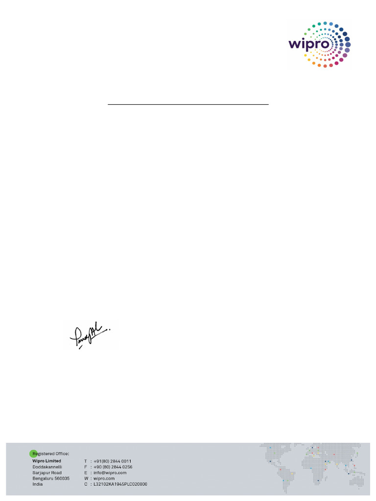 Wipro Relieving Letter for Chaitanya Karle | PDF