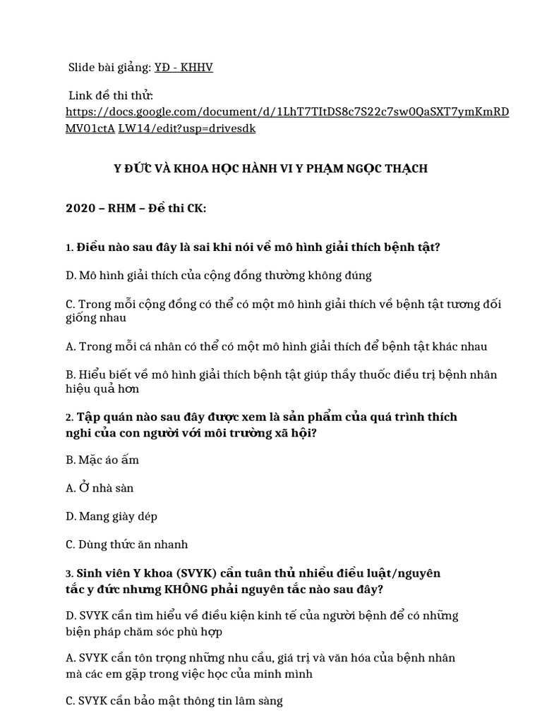 Y Đ C T NG H P | PDF