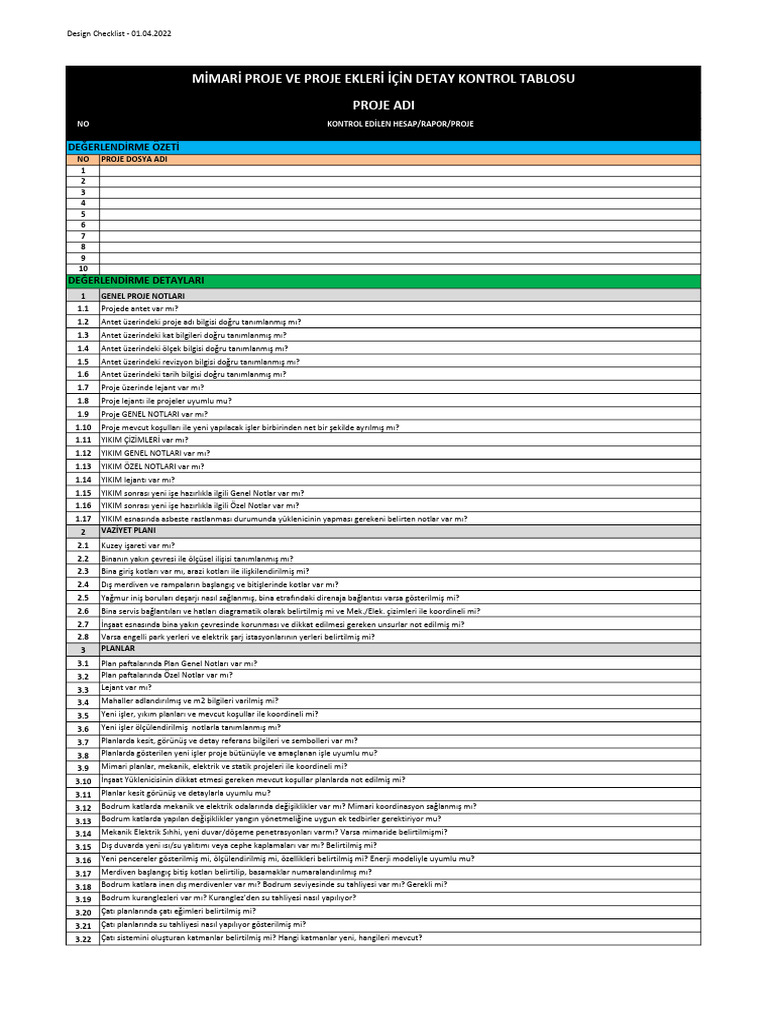 DESIGN CHECKLIST R02-Mimari-01 | PDF