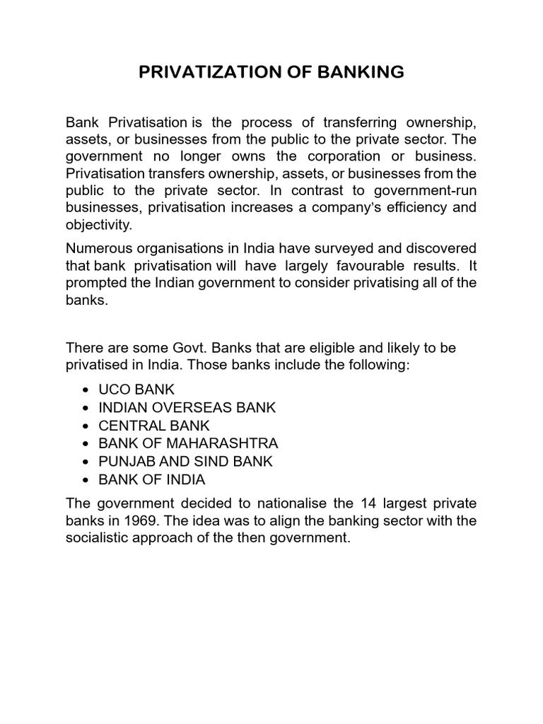 Privatization of Banking | PDF | Banks | Privatization