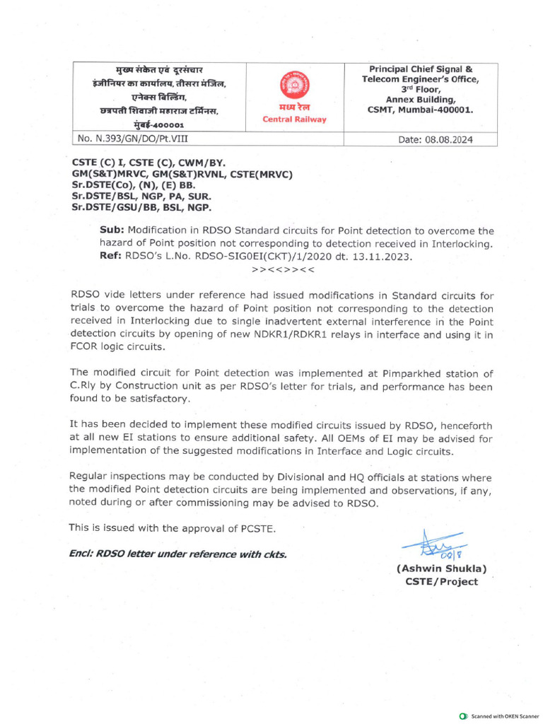 Policy For Modification in RDSO STD CKT For Point Detection | PDF