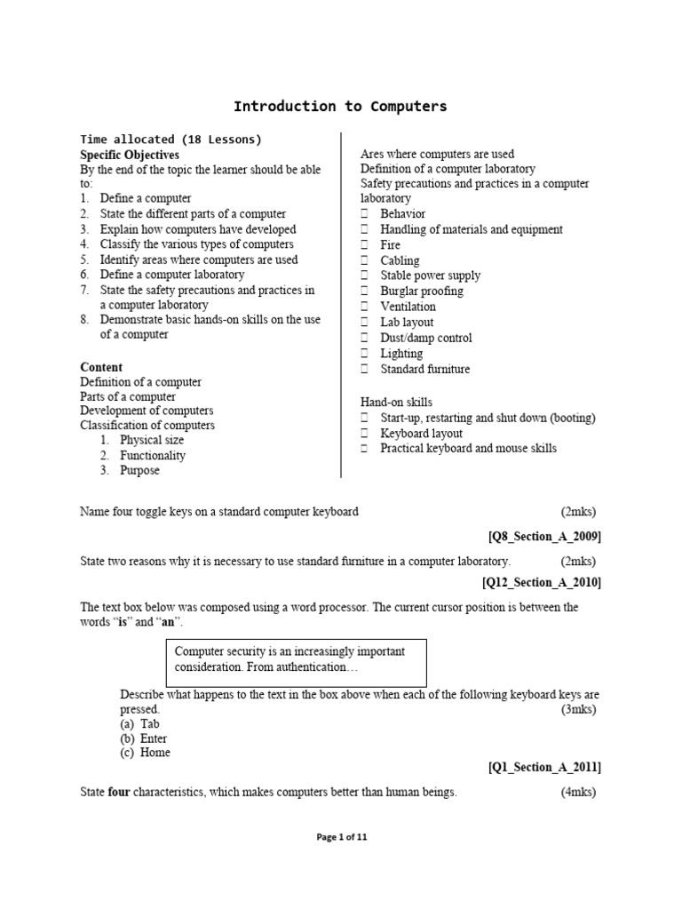 f1 - Introduction To Computers and Computer Systems | PDF | Input/Output | Computer Hardware