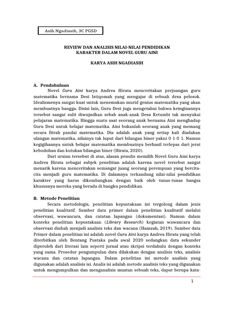 Review Novel Guru AIni | PDF