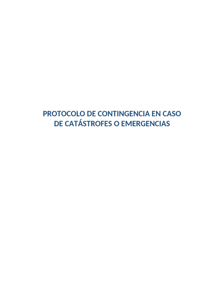 02 Protocolo Contingencias en Catastrofe o Emergencias | PDF | Temblores | Incendios