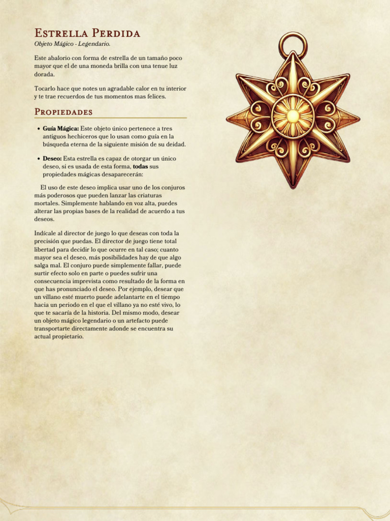 Estrella Perdida: Objeto Mágico Legendario | PDF