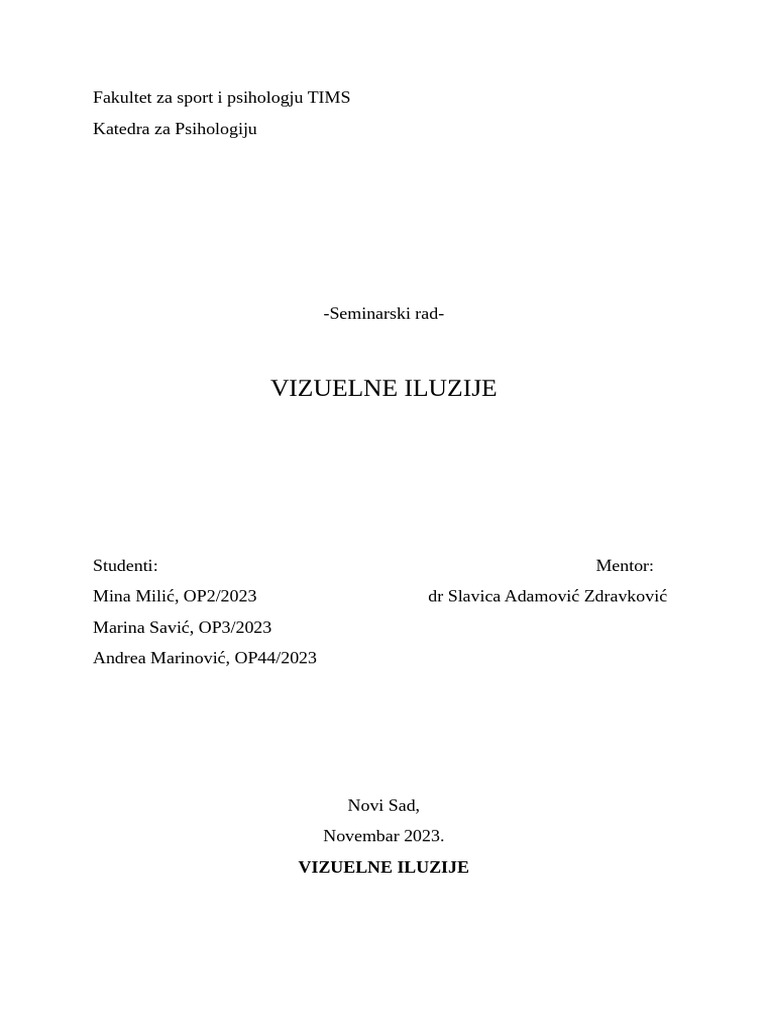 Vizuelne Iluzije | PDF