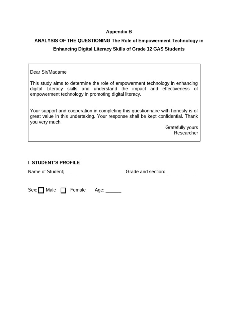 Research Instruments- Descriptive Survey | PDF | Literacy | Information ...