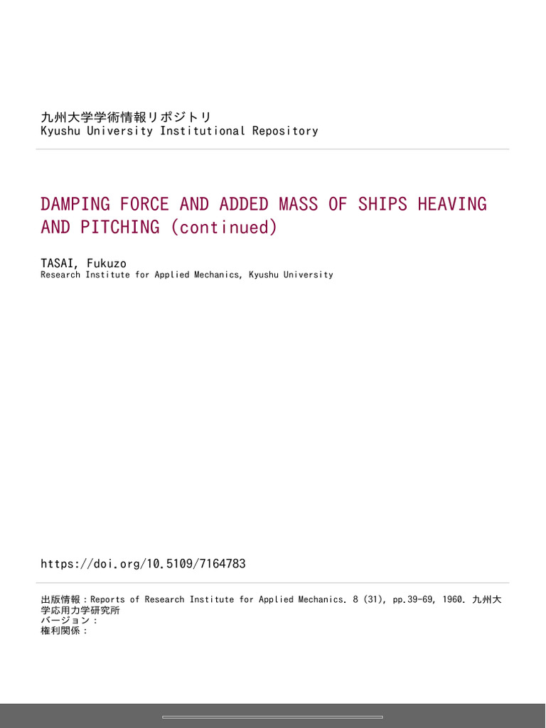 Ship Damping Force & Added Mass Analysis | PDF | Force | Physical ...