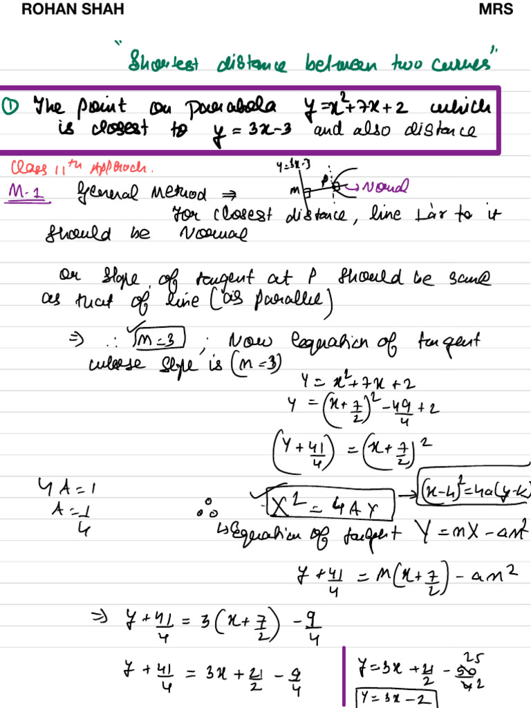Finding Minimum Distances Between Curves Part 1 (MRS) | PDF | Analytic ...