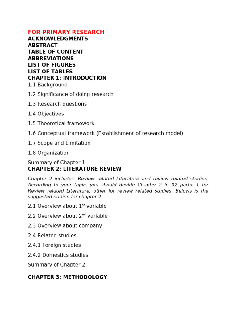 Outline FOR PRIMARY RESEARCH | PDF