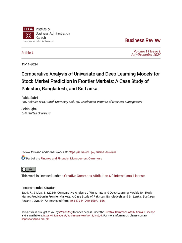 Comparative Analysis of Univariate and Deep Learning Models For S | PDF | Autoregressive ...