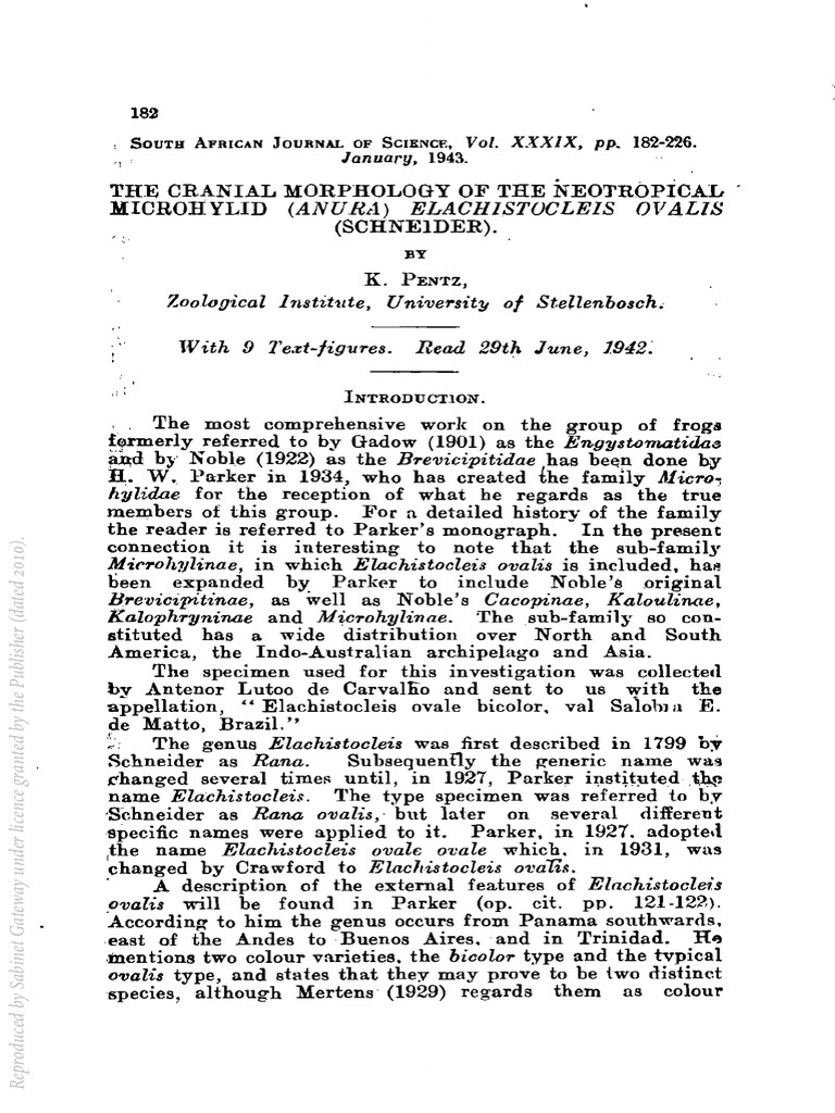 Pentz 1943 the Cranial Morphology of the Neotropical Microhylid 29 ... Pentz 1943 the Cranial Morphology of the Neotropical Microhylid 29 ...