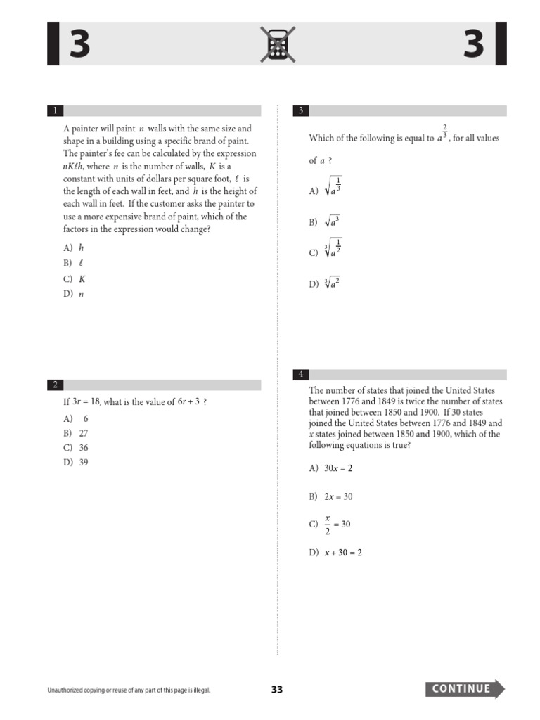 sat-practice-test-3-math | PDF | Fahrenheit | Algebra