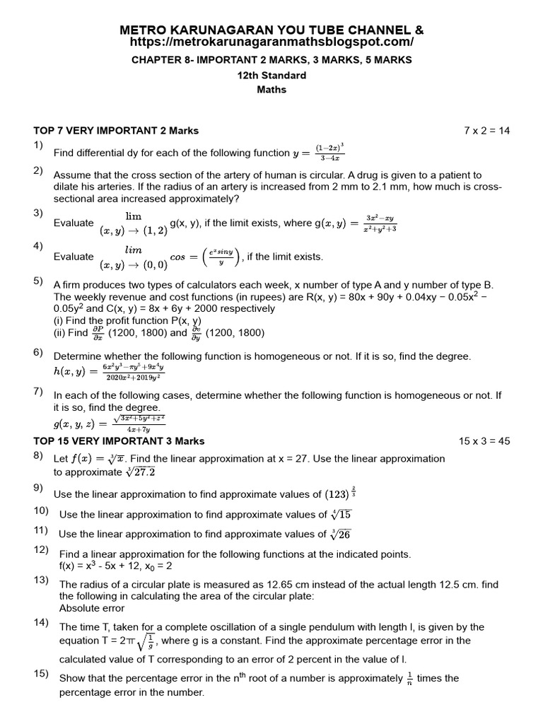 12 CHAP8-2,3,5 IMP QUES | PDF | Approximation | Mathematical Analysis