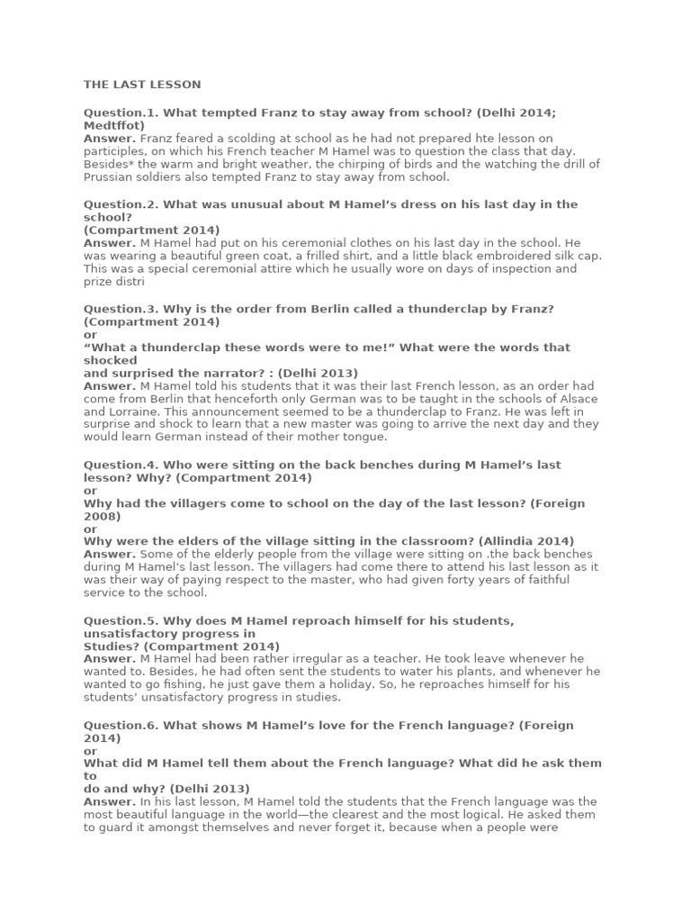 THE LAST LESSON | PDF