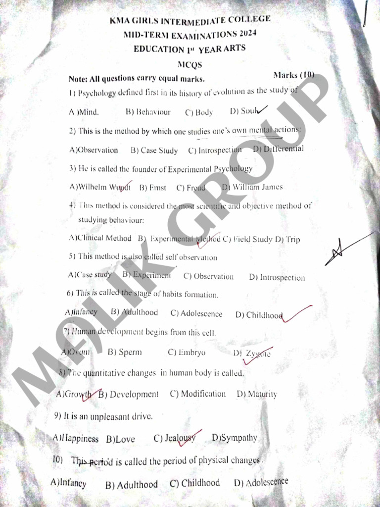 Xi Education - Midterm Paper 2024-1 | PDF