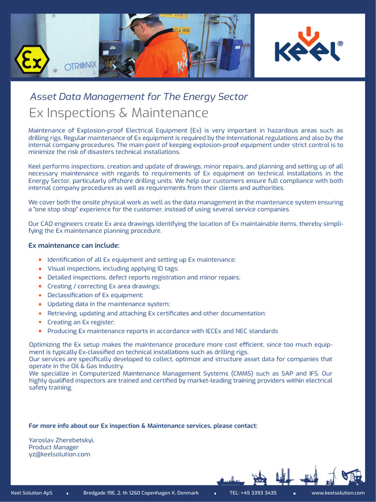 Ex Inspections Maintenance Product Sheet | PDF | Oil Well | Safety