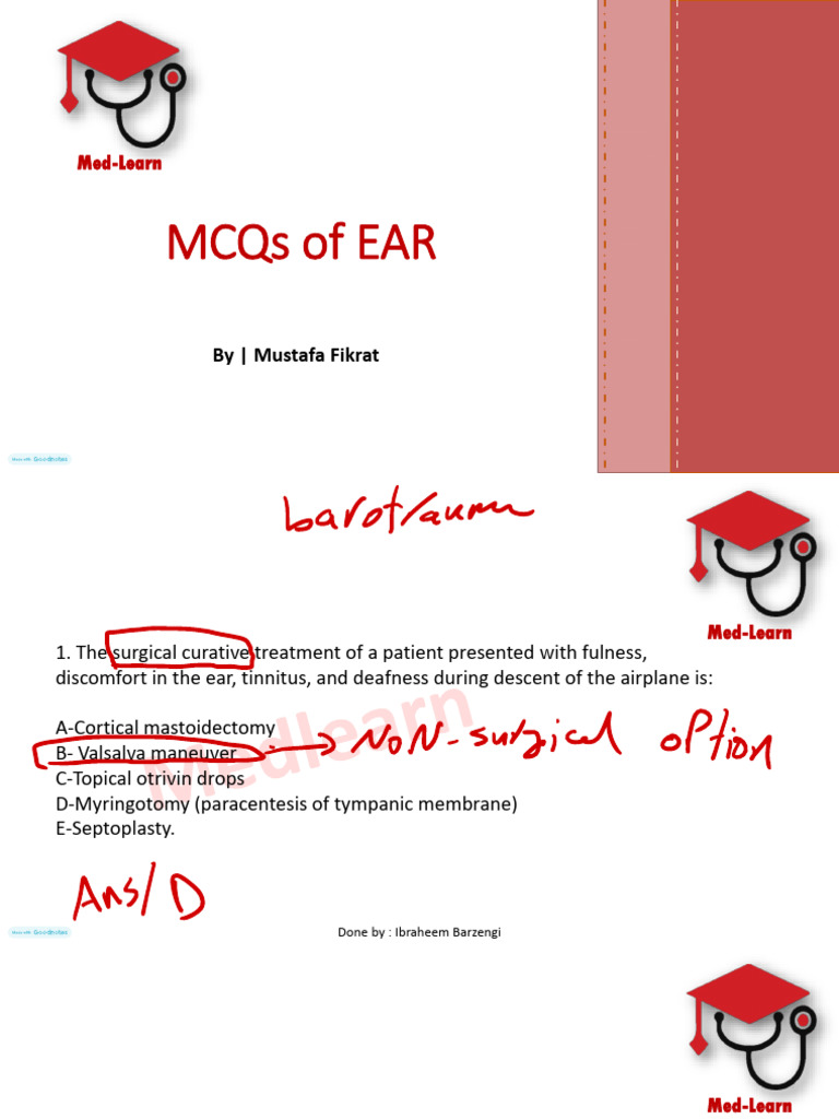 MCQs of EAr PDF | PDF | Human Nose | Clinical Medicine