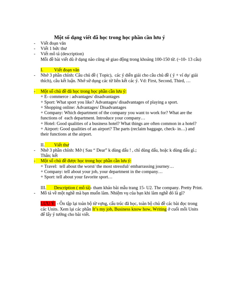 Hướng dẫn ôn tập viết TACN 1 | PDF