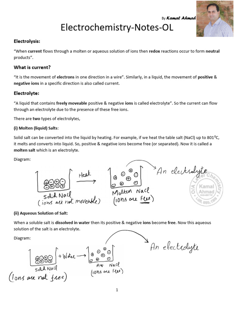 Electrochemistry OL Notes | PDF | Anode | Redox