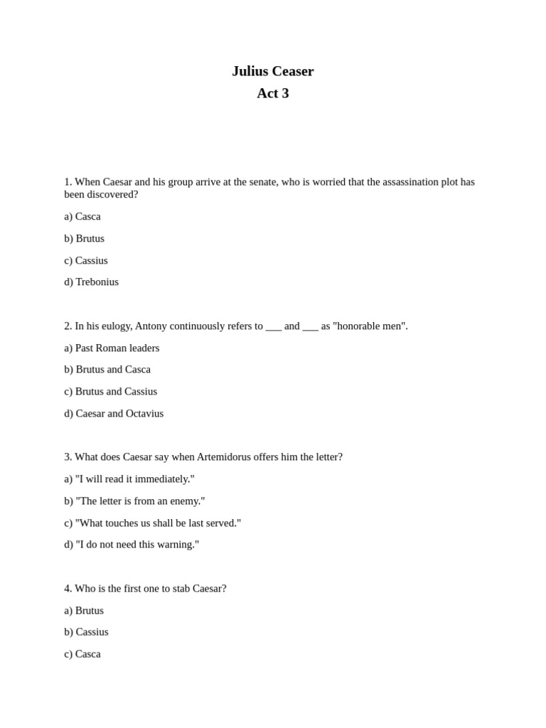 Julius Ceaser Act 3, 4 and 5 | PDF | Mark Antony | Augustus