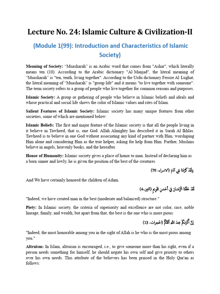 Handouts Lecture24_ISL202 (English) | PDF | God In Islam | Abrahamic Religions