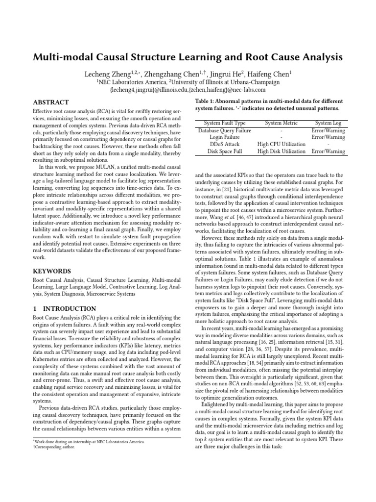 Multi-Modal Causal Structure Learning and Root Cause Analysis | PDF | Information | Causality