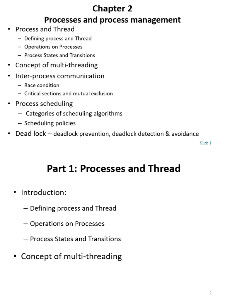 Process and Thread Management Overview | PDF | Process (Computing ...