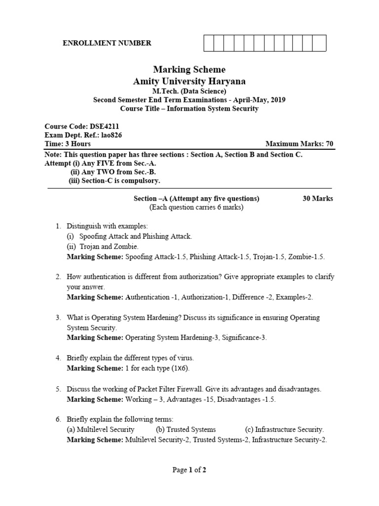 MTech (DS) Sem-II Information System Security - Out | PDF | Cryptography | Security Engineering