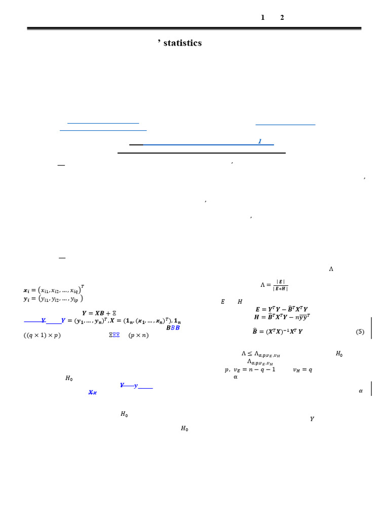 A Comparing Robust Wilks Statistics in Multivaria | PDF | P Value ...