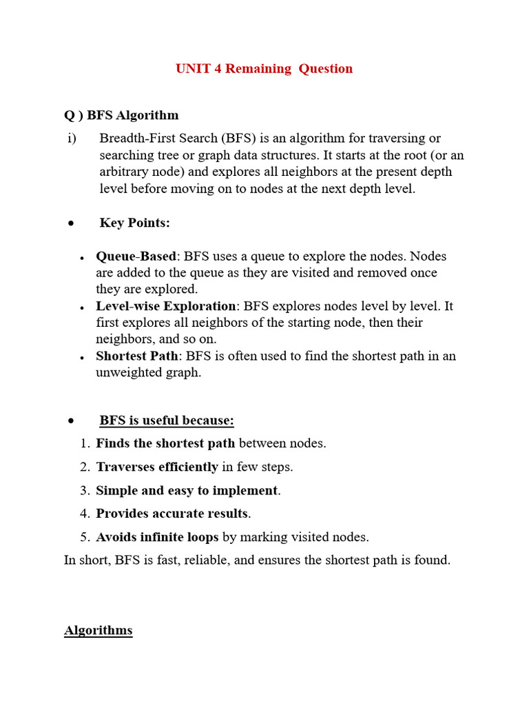UNIT 4 Remaining Question Ans | PDF | Algorithms And Data Structures | Computer Programming
